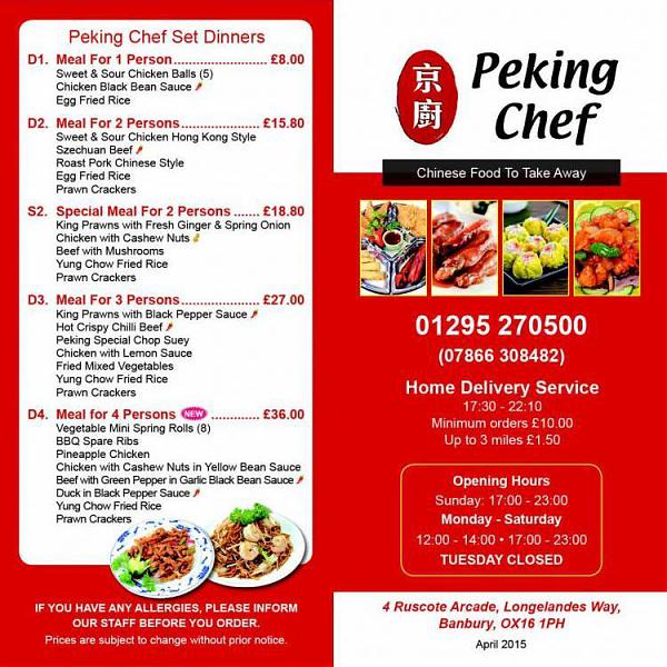 Peking Chef, Oxford Take Away Food Shop Reviews, Deals & Offers